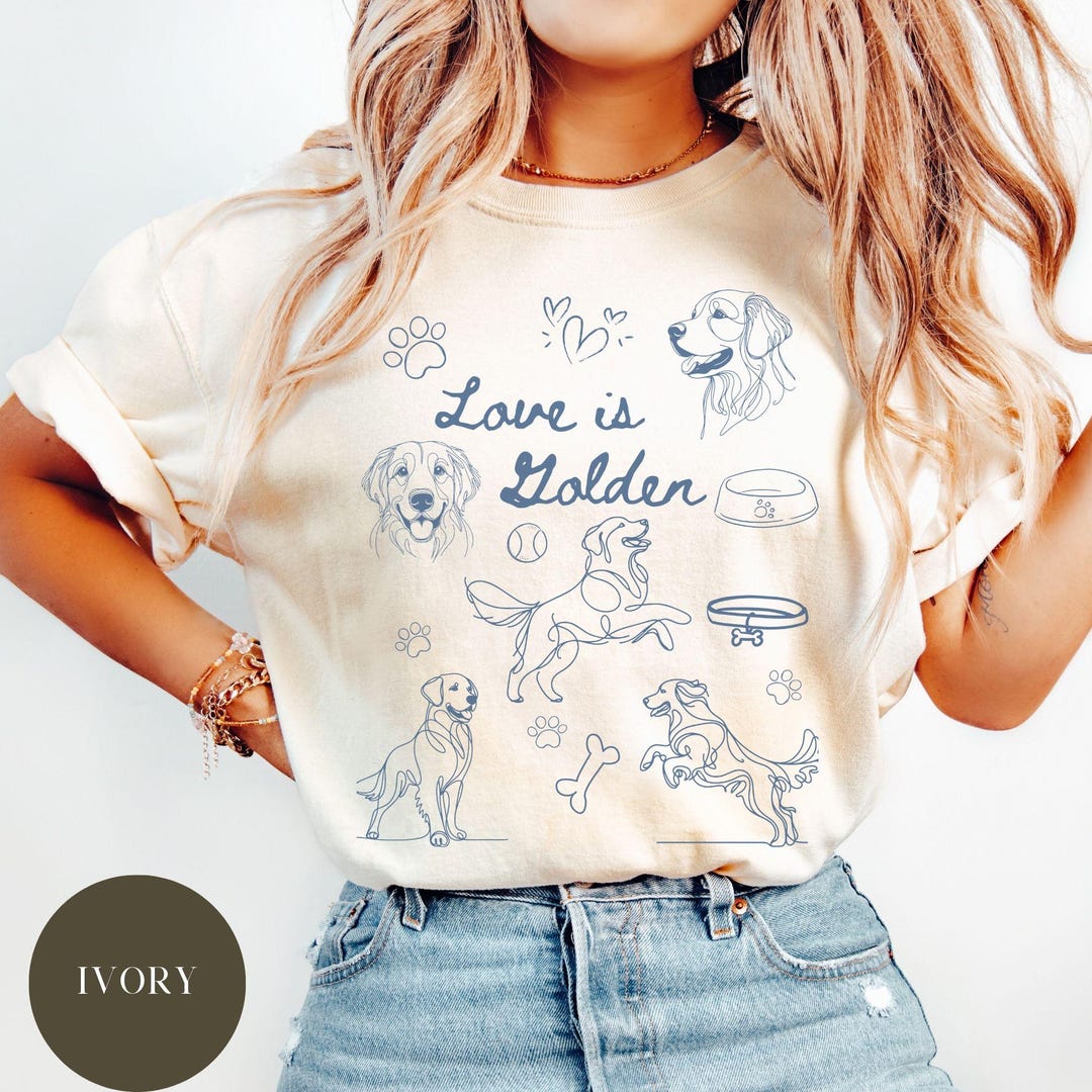 Love is Golden Comfort Colors® Shirt, Golden Retriever Gift, Golden ...
