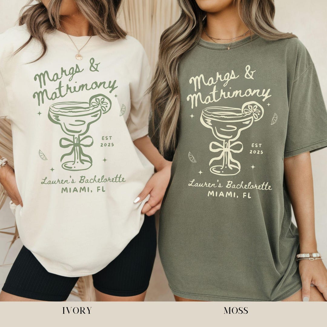 Margs & Matrimony Bachelorette Comfort Colors® Shirt, Custom Name ...