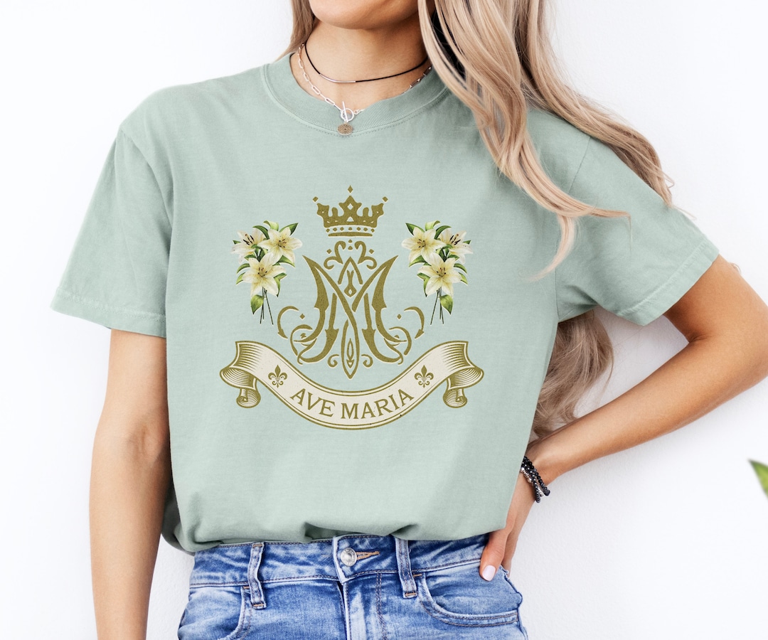 Mary Marian Catholic Comfort Colors® Tshirt, Virgin Mary Shirt ...