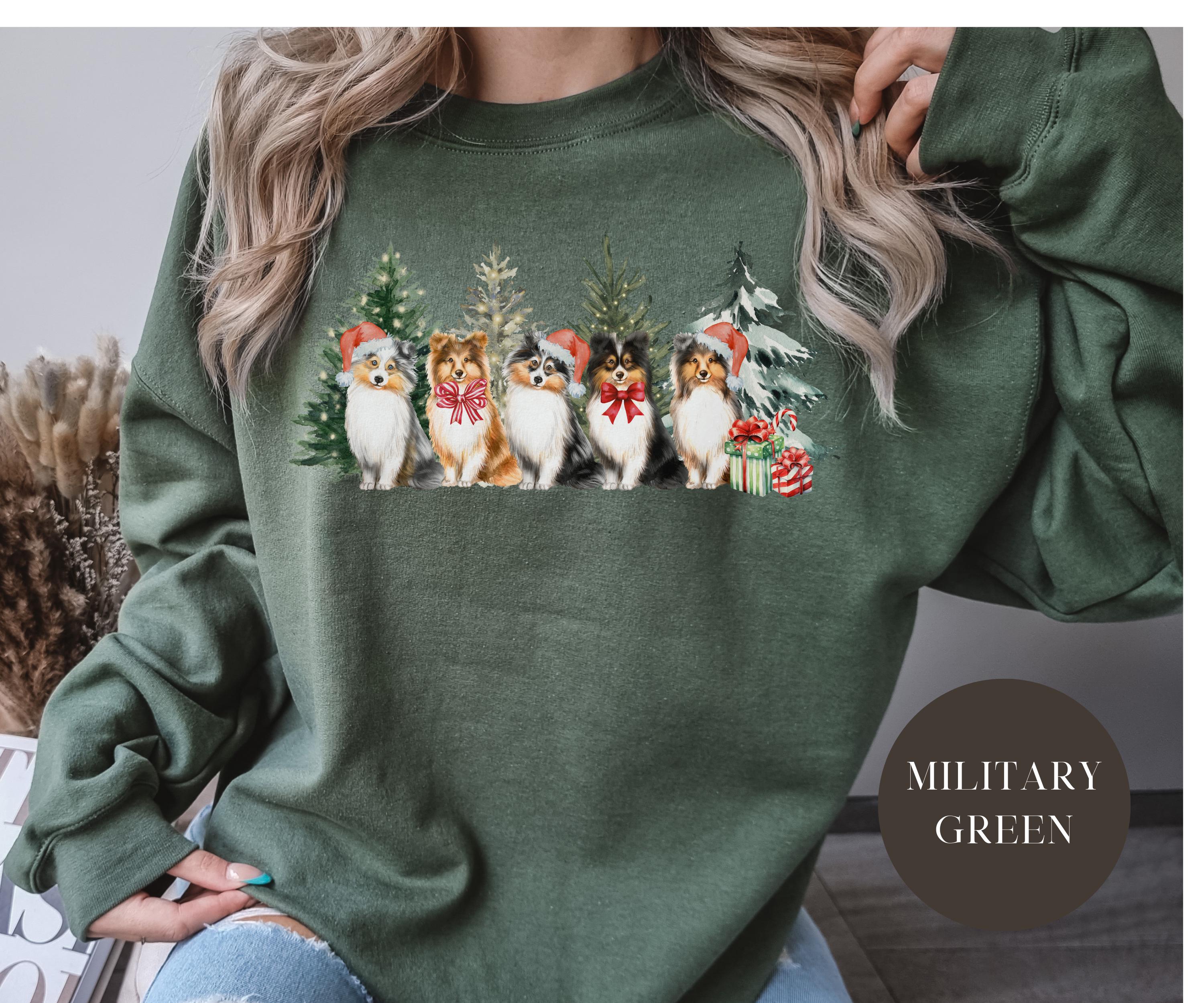 Christmas Sheltie Shetland Sheepdog Sweatshirt, Sheltie Lover Crewneck ...