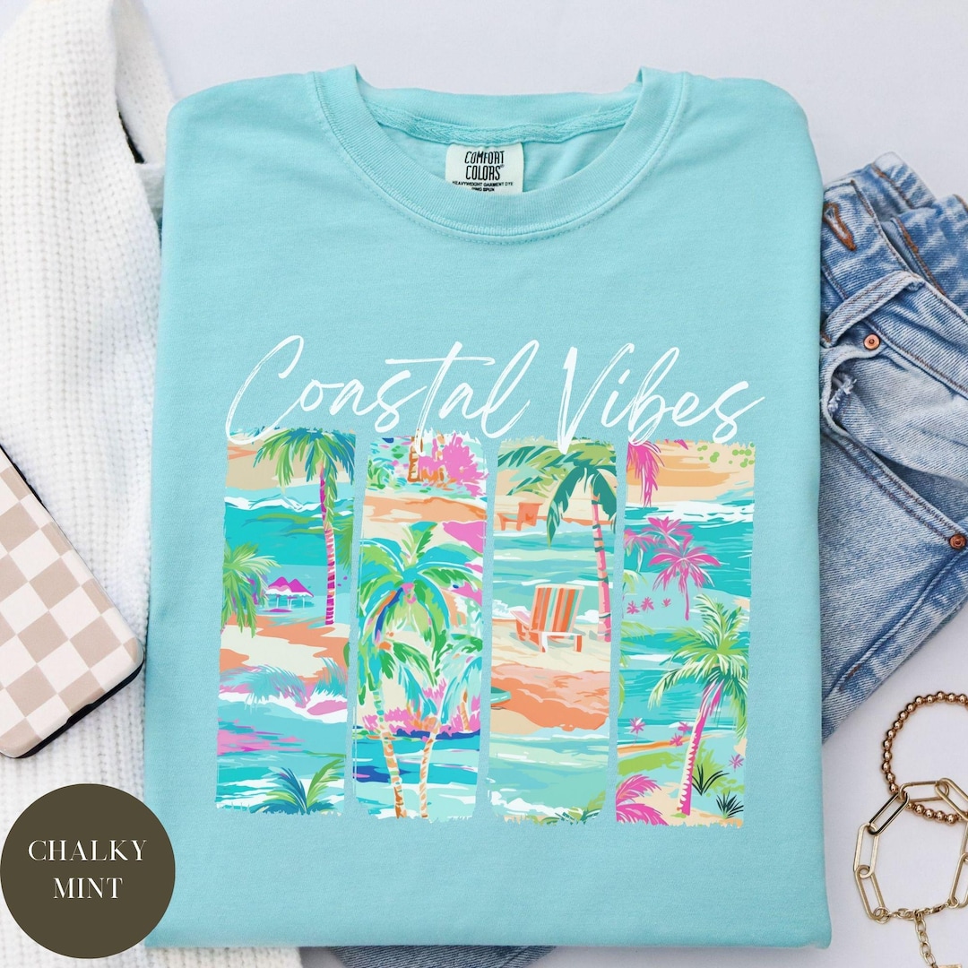 Coastal Vibes Beach Comfort Colors® Shirt, Summer Tee, Beach Tshirt ...