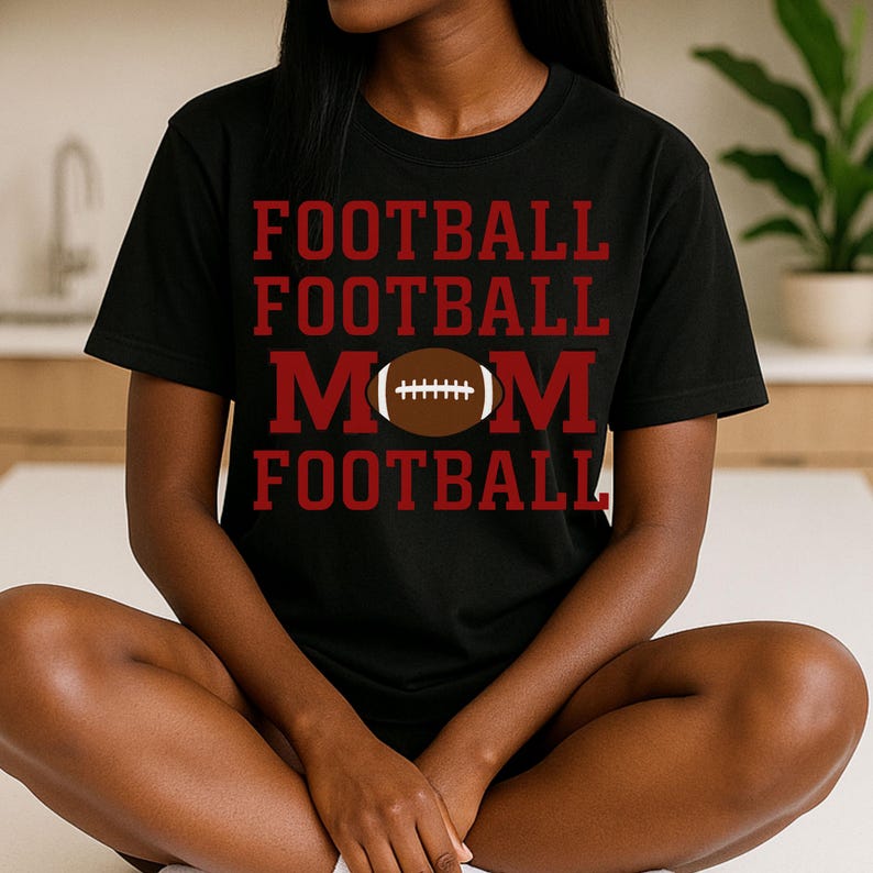 Football Mom PNG | Stacked Varsity Football Design | Bold MOM With ...