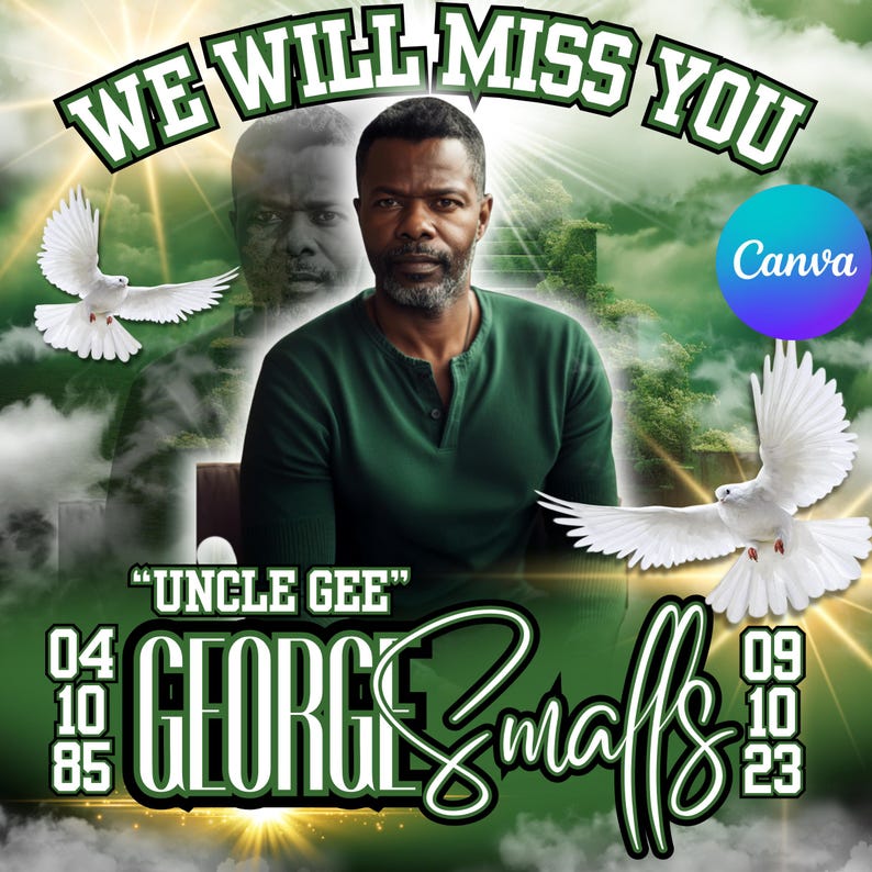 Editable 7 Memorial Template Rest in Peace Editable in Canva - Etsy