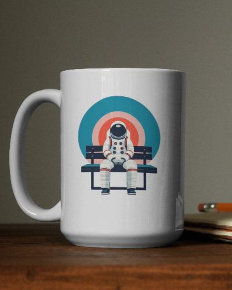 Retro Astronaut Mug 11oz. Astronaut on a Park Bench - Etsy