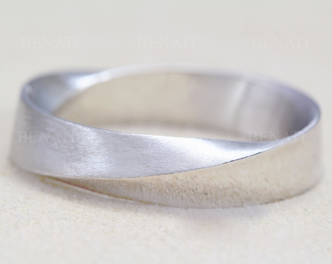 Mobius Wide Wedding Band, 8mm Mobius Wedding Ring, Hammered Men's Wedding Band, Mobius Strip ...