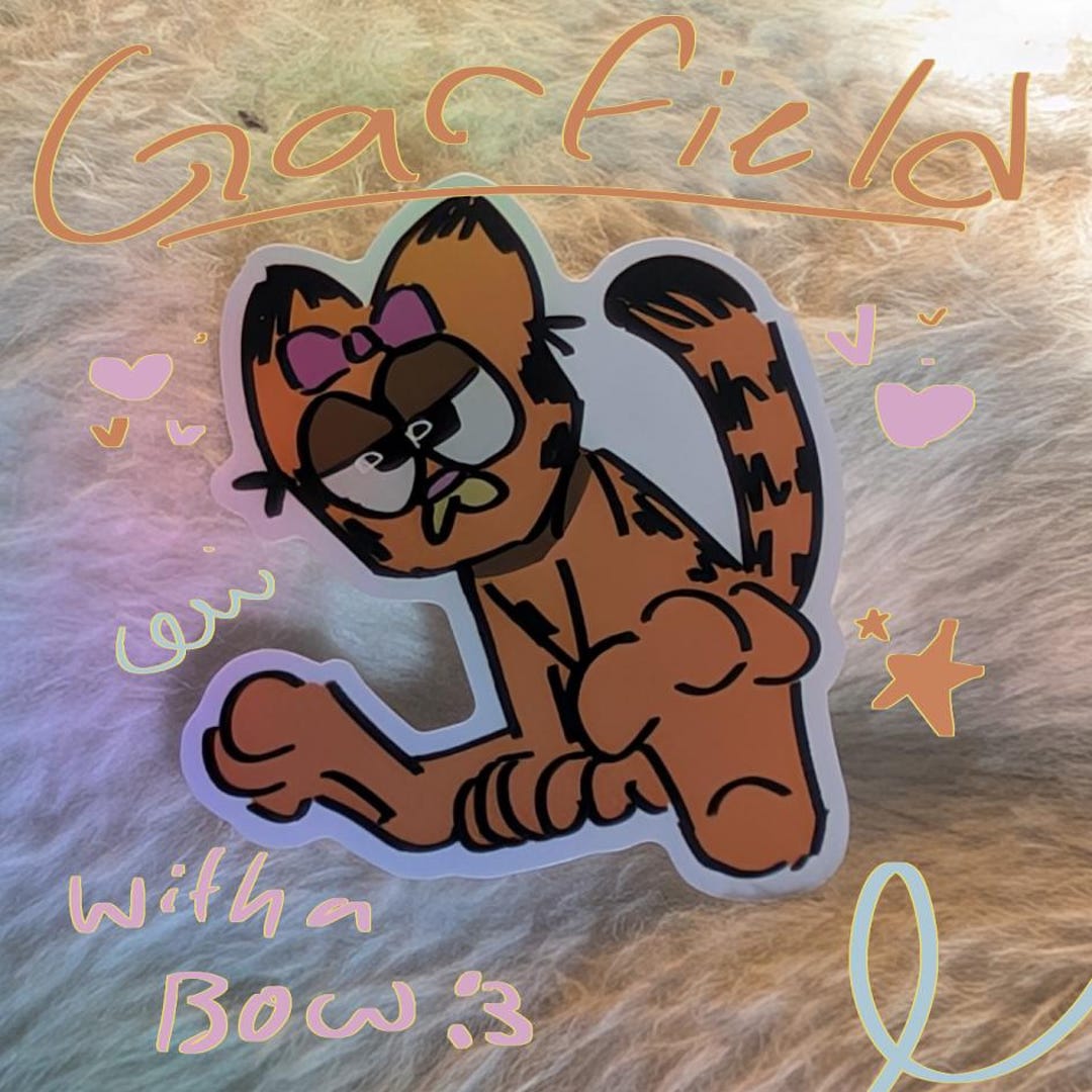Pretty Garfield With A Bow// 3 Vinyl Die Cut Stickers - Etsy