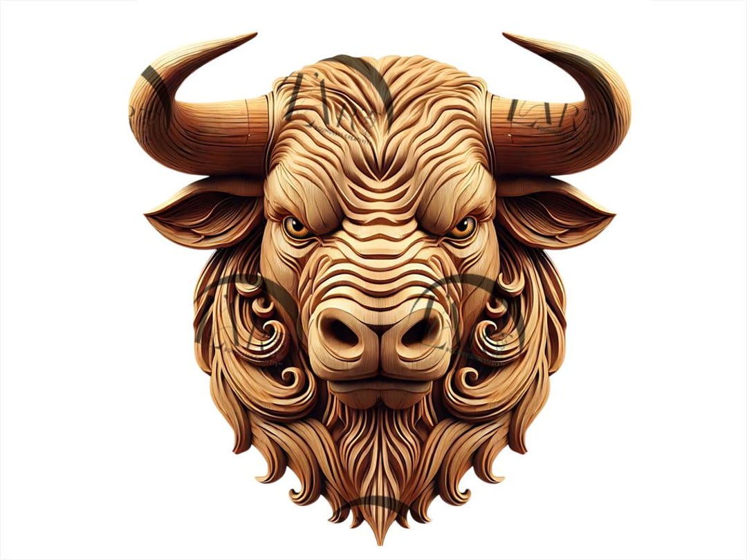 Angry Bull 3D Illusion Laser Engraving Design - Rustic Animal Wildlife ...