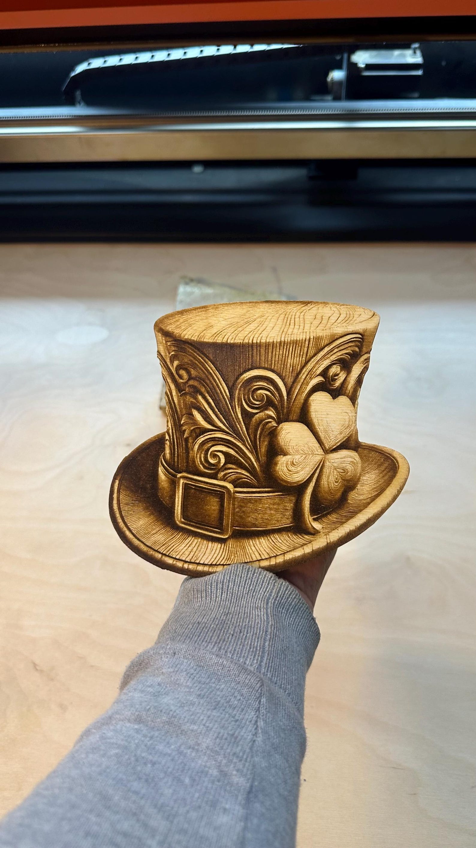 St. Patrick’s Day Leprechaun Hat With Shamrock 3D Illusion Laser ...