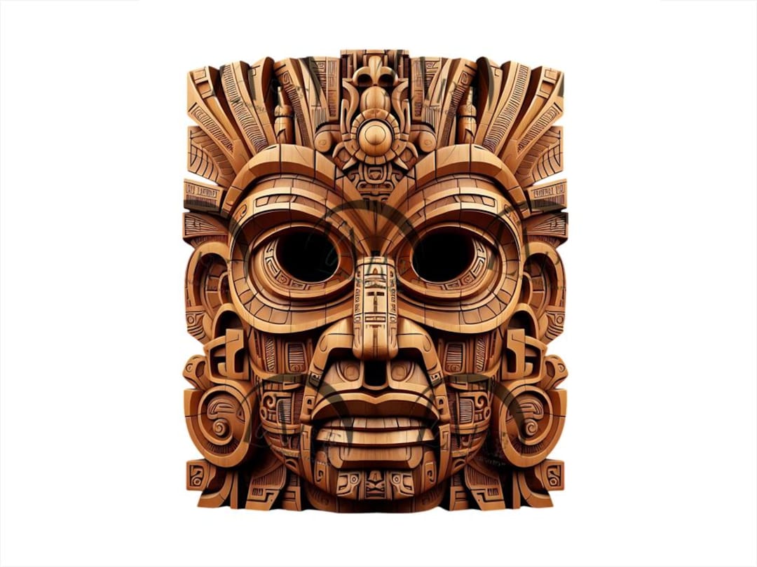 Aztec God Warrior Mask 3D Illusion Laser Engraving Design ...