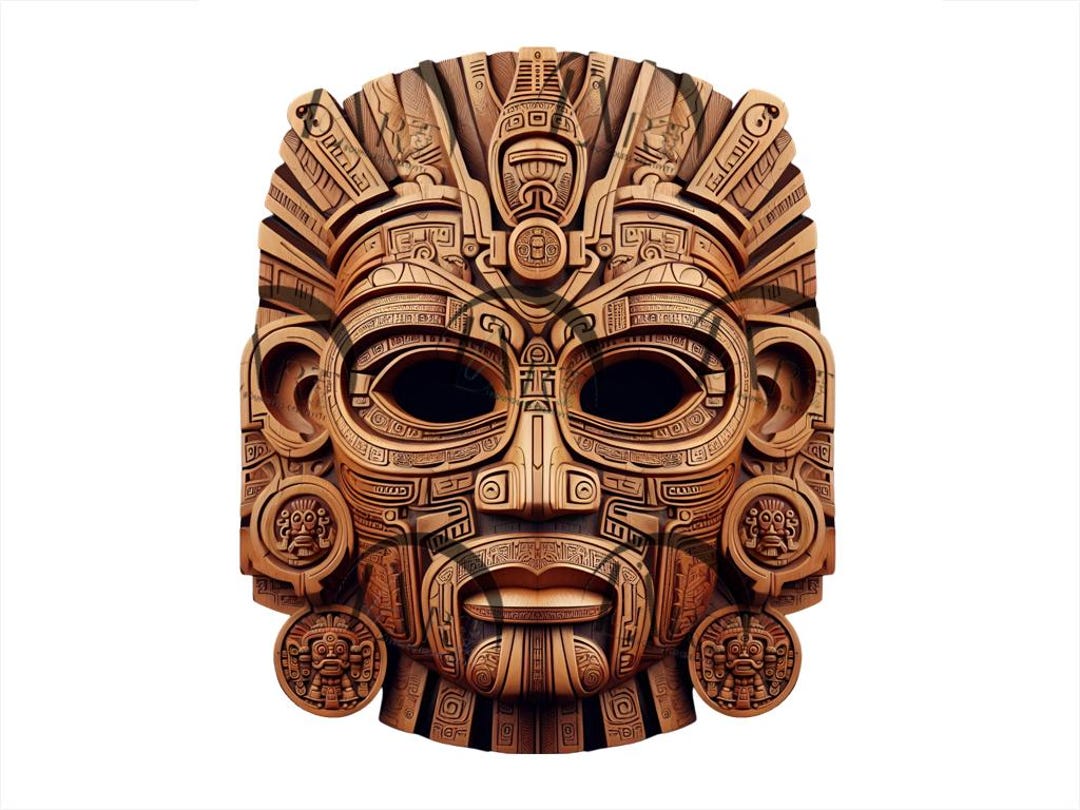Aztec God Warrior Mask 3D Illusion Laser Engraving Design ...