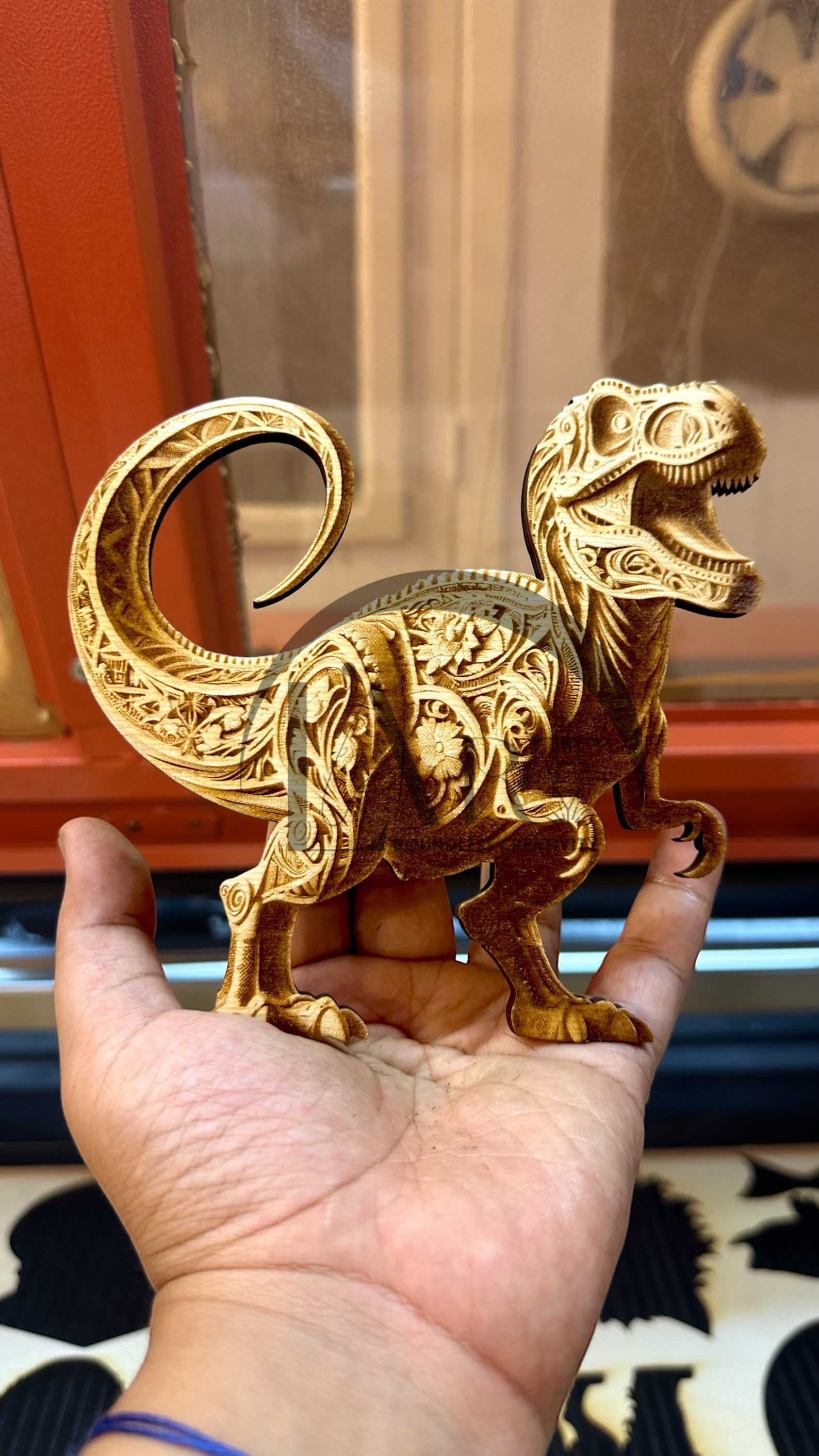 Intricate Dinosaur 3D Illusion Laser Engraving Design - Mythical ...