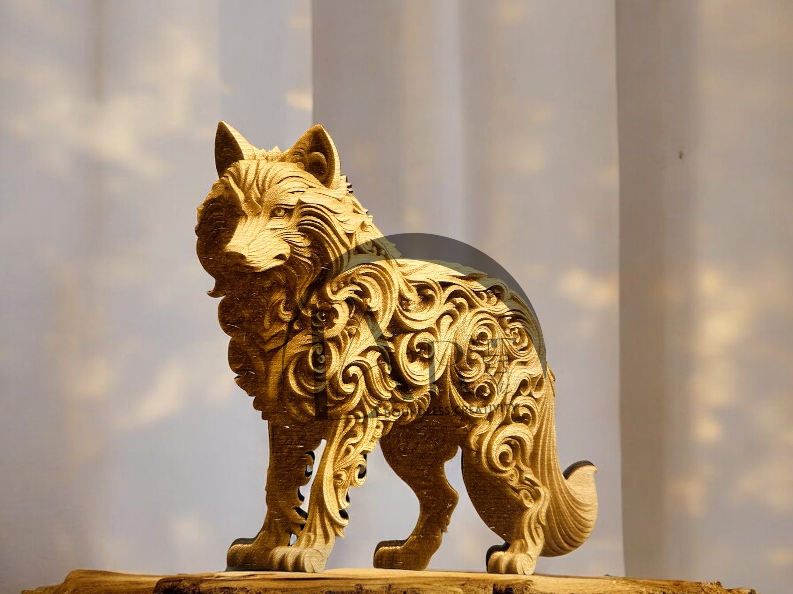 Full-body Wolf 3D Illusion Laser Engraving Design - Exquisite Wildlife ...