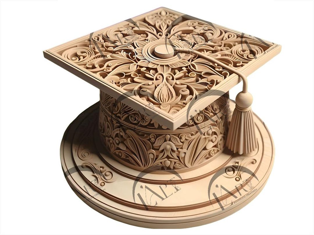 Intricate Graduation Cap Design - 3D Illusion Laser Engraving Design ...