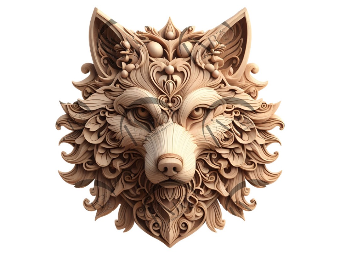 Intricate Wolf 3D Illusion Laser Engraving Design - Exquisite Wildlife ...