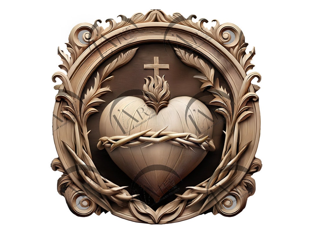 Sacred Heart of Jesus 3D Illusion Laser Engraving Design Intricate ...