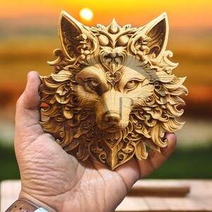 Intricate Wolf 3D Illusion Laser Engraving Design - Exquisite Wildlife ...