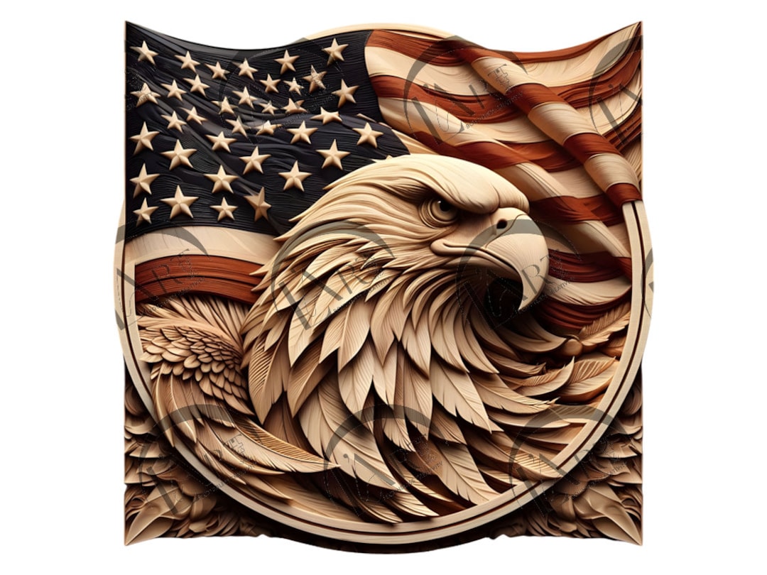 American Eagle and USA Flag 3D Illusion Laser Engraving Design ...
