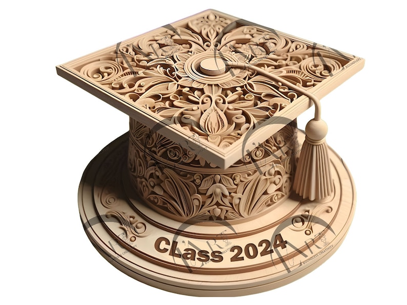 Intricate Graduation Cap Design - 3D Illusion Laser Engraving Design ...