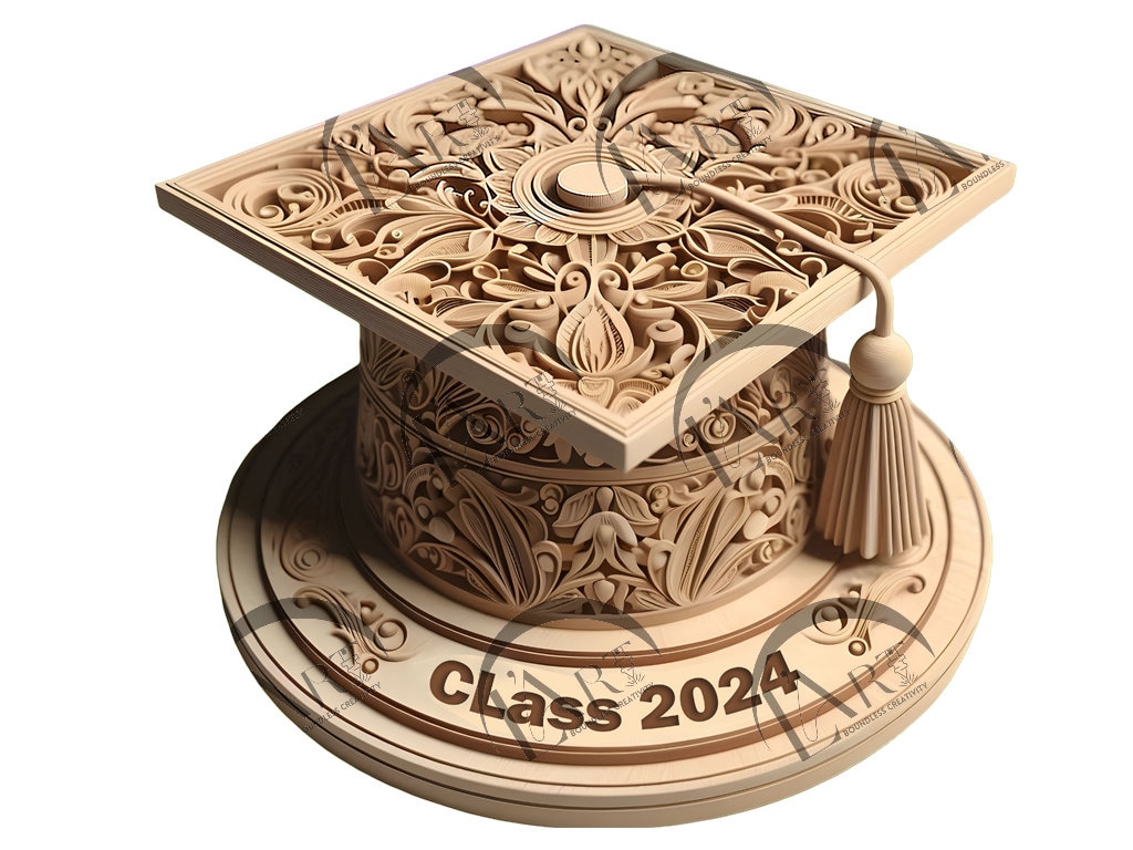 Intricate Graduation Cap Design - 3D Illusion Laser Engraving Design ...