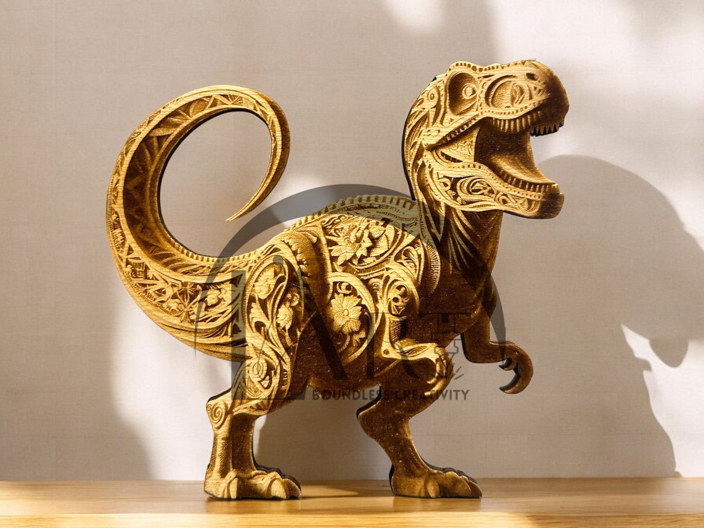 Intricate Dinosaur 3D Illusion Laser Engraving Design - Mythical ...