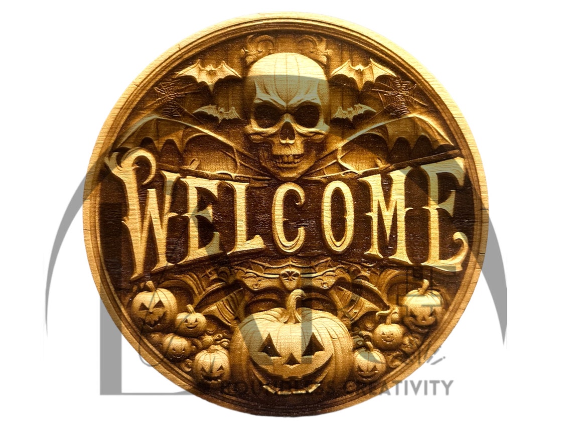Spooky Halloween Welcome Door Hanger Sign 3D Illusion Laser Engraving ...