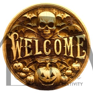 Spooky Halloween Welcome Door Hanger Sign 3D Illusion Laser Engraving ...