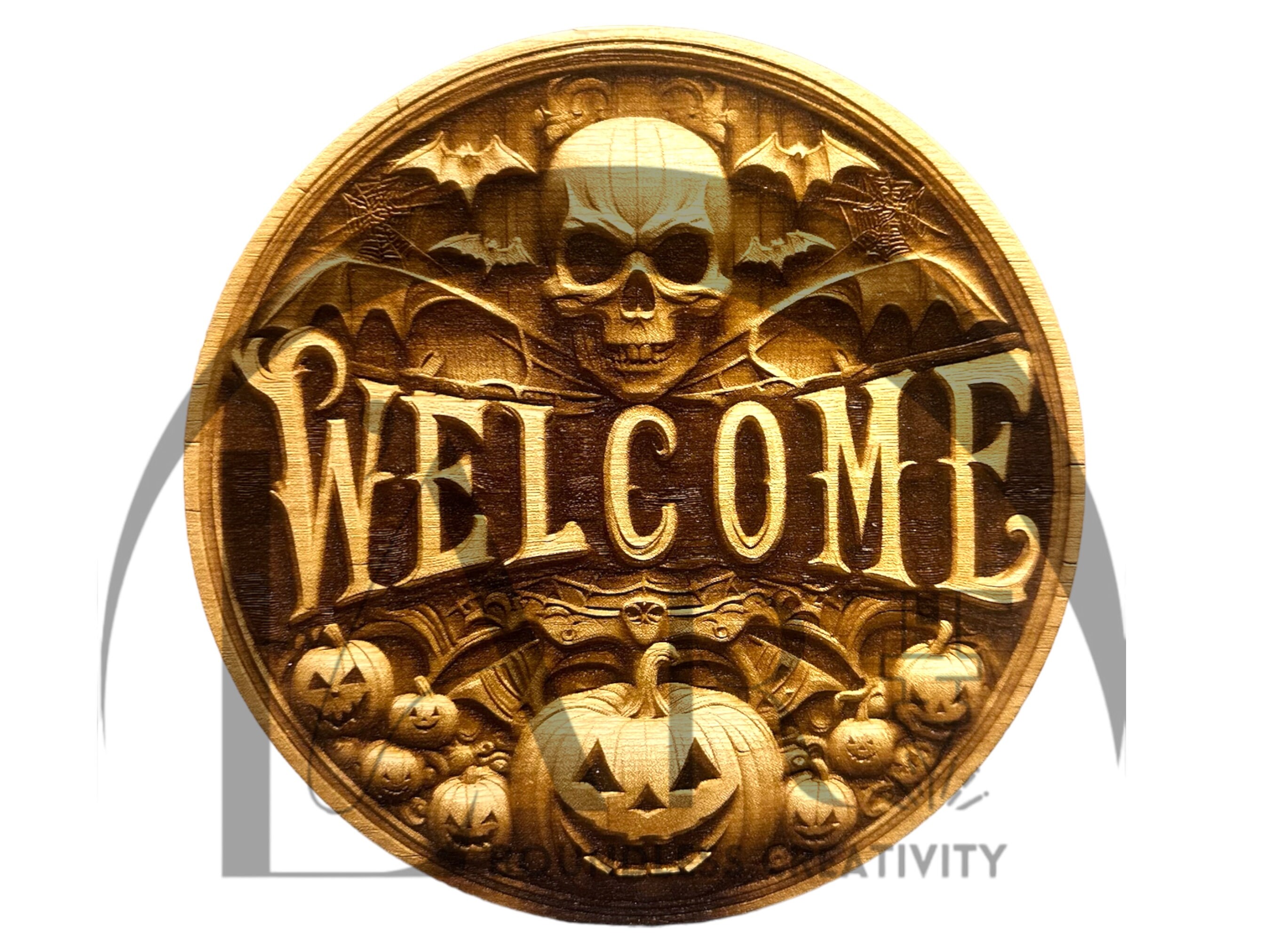 Spooky Halloween Welcome Door Hanger Sign 3D Illusion Laser Engraving ...
