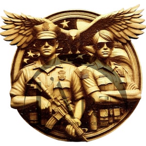 American Police Officers Eagle Emblem - 3D Laser Engraving Design for ...