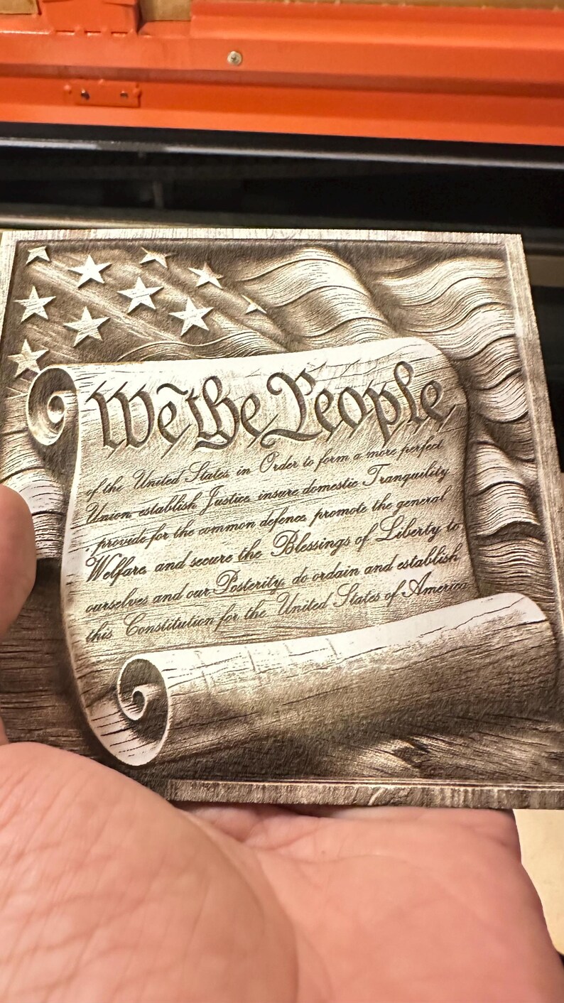 We the People Scroll 3D Illusion Laser Engraving Design | American Patriotic Constitution | July ...