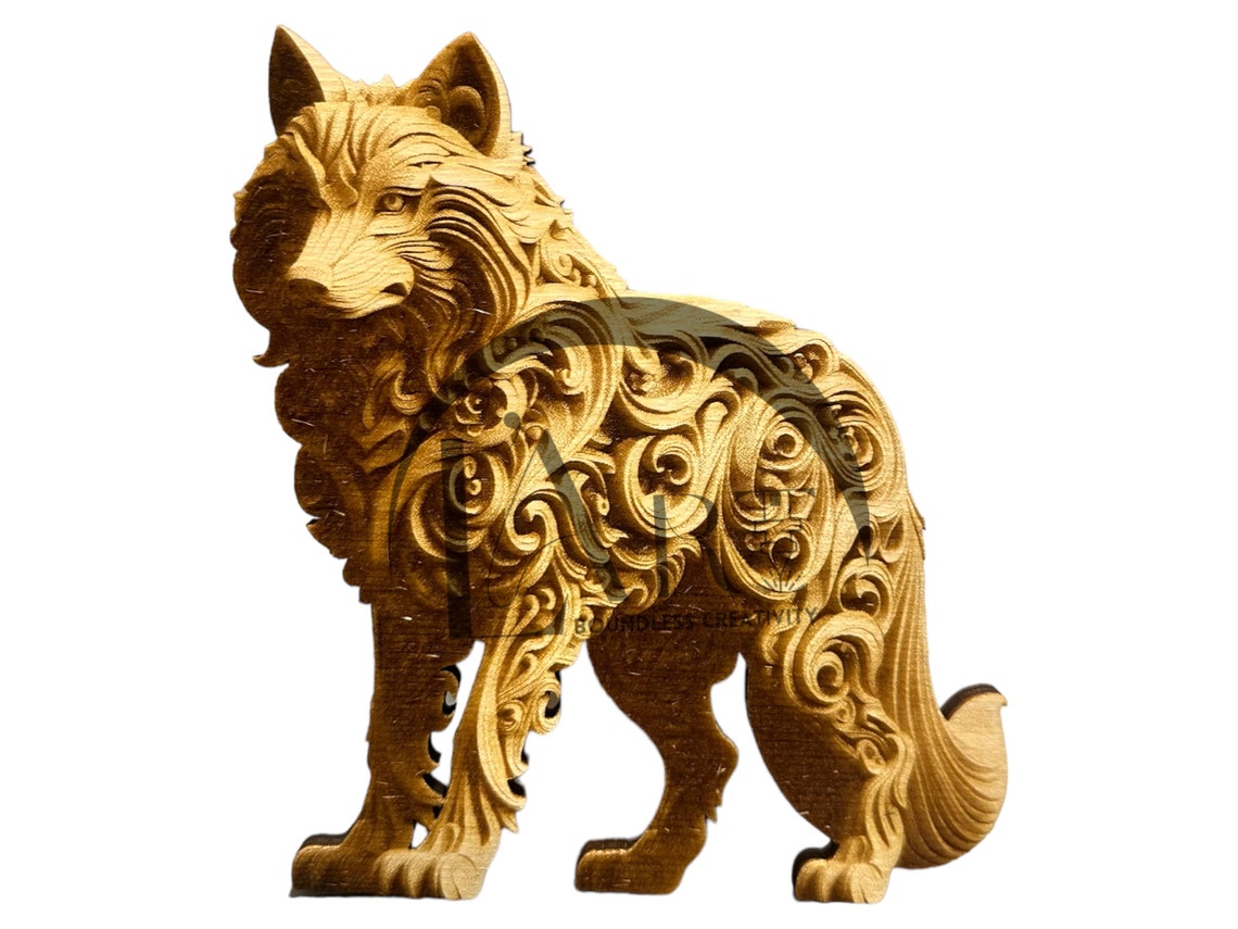 Full-body Wolf 3D Illusion Laser Engraving Design - Exquisite Wildlife ...