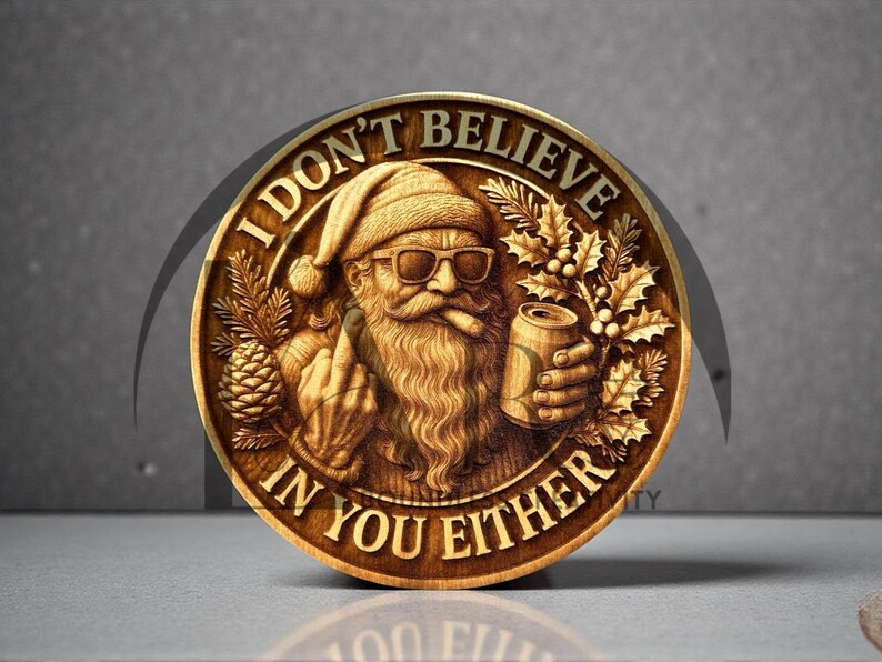 Rebel Santa Claus 3D Illusion Laser Engraving Design | Funny Christmas ...