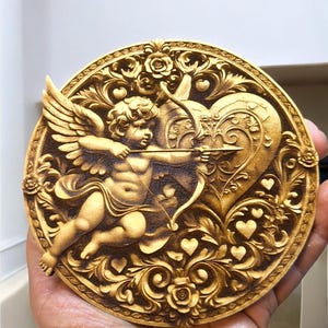 Cupid With Heart Valentine’s Day 3D Illusion Laser Engraving Design ...