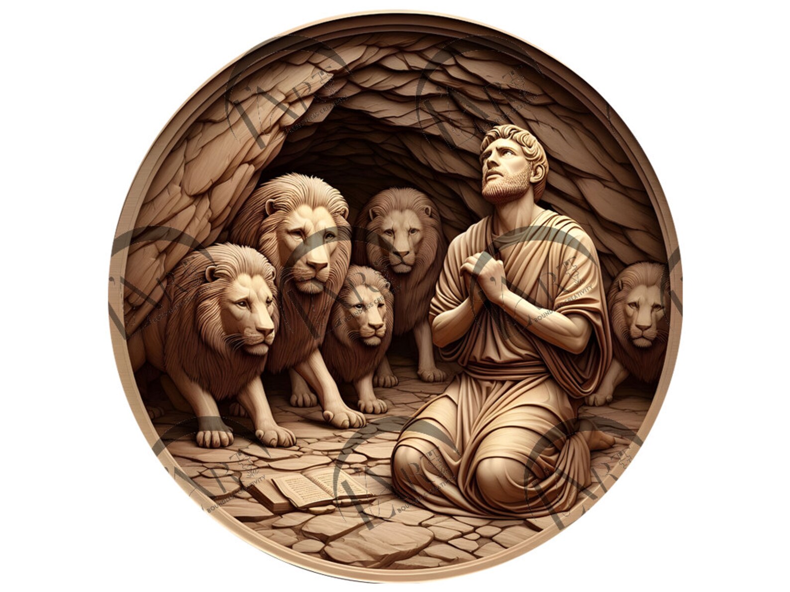 Saint Daniel in the Den of Lions 3D Illusion Laser Engraving Design ...