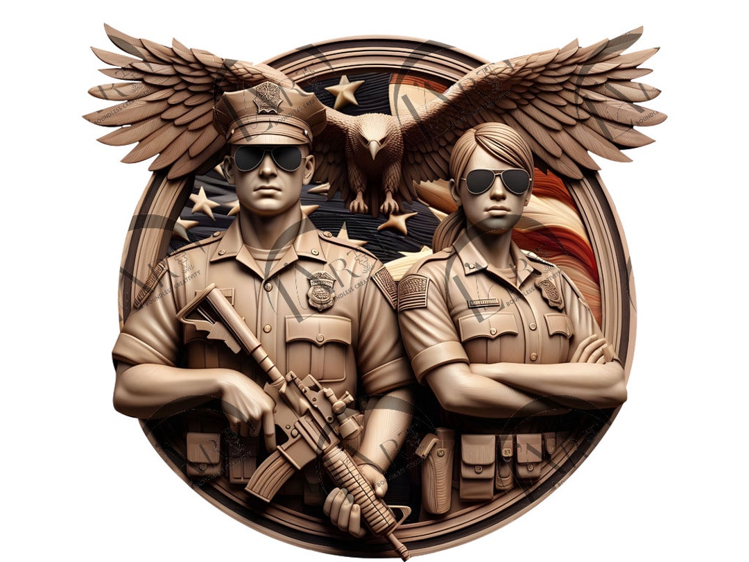 American Police Officers Eagle Emblem - 3D Laser Engraving Design for ...