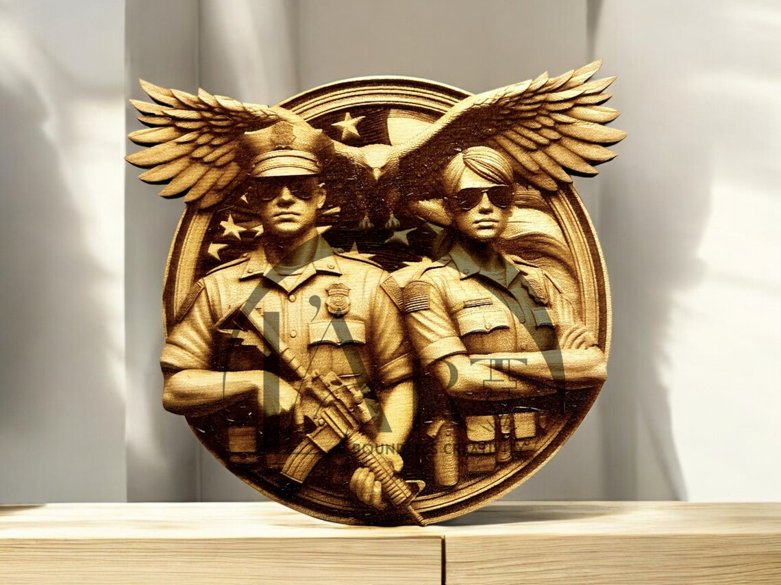 American Police Officers Eagle Emblem - 3D Laser Engraving Design for ...