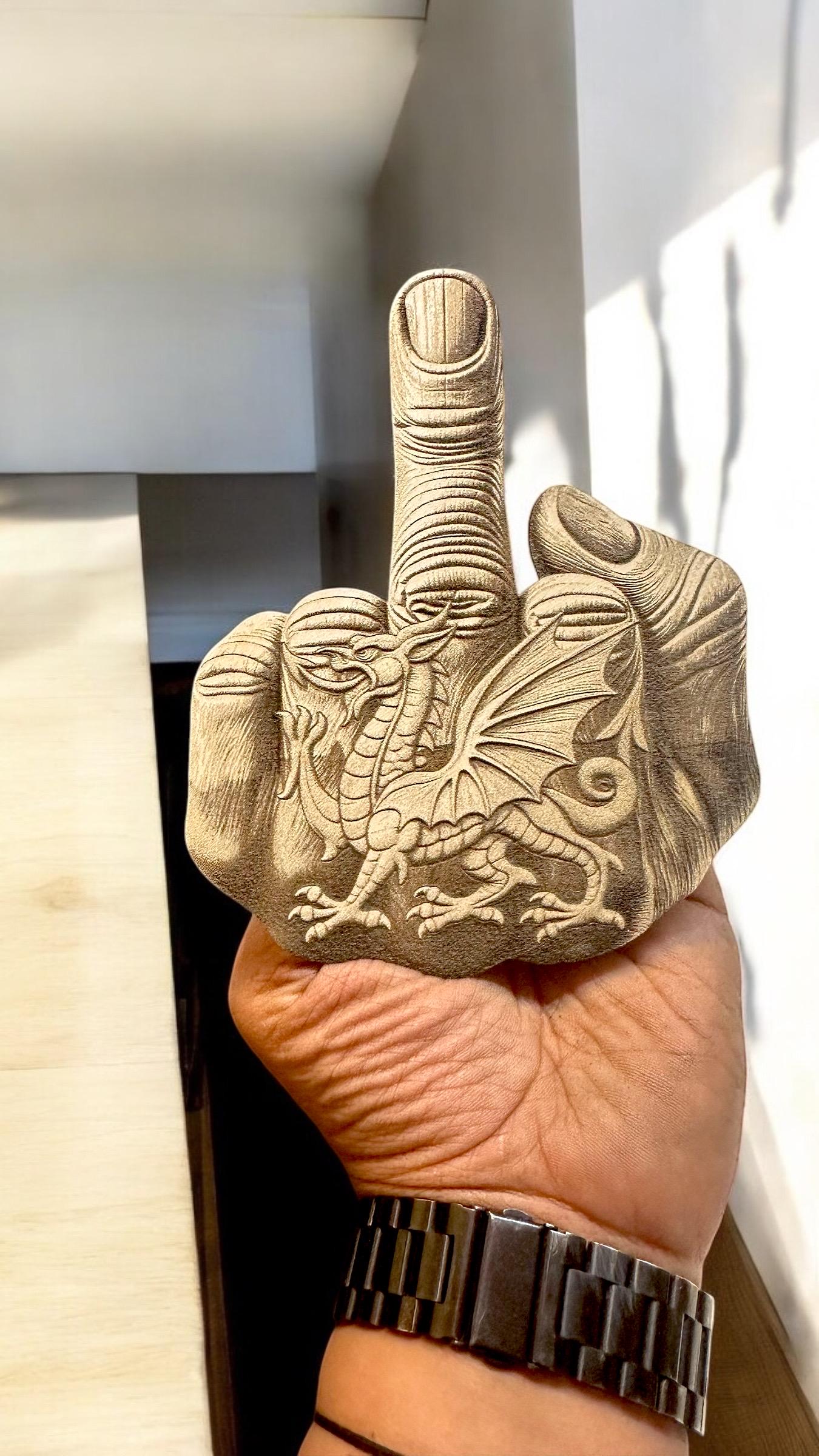 Welsh Dragon Hand Gesture 3D Illusion Laser Engraving Design - Wales ...
