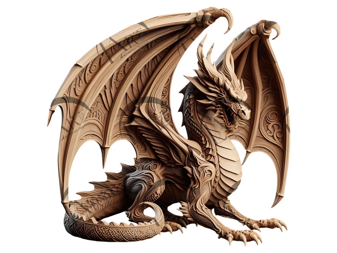 Intricate Western Dragon 3D Illusion Laser Engraving Design - Mythical ...