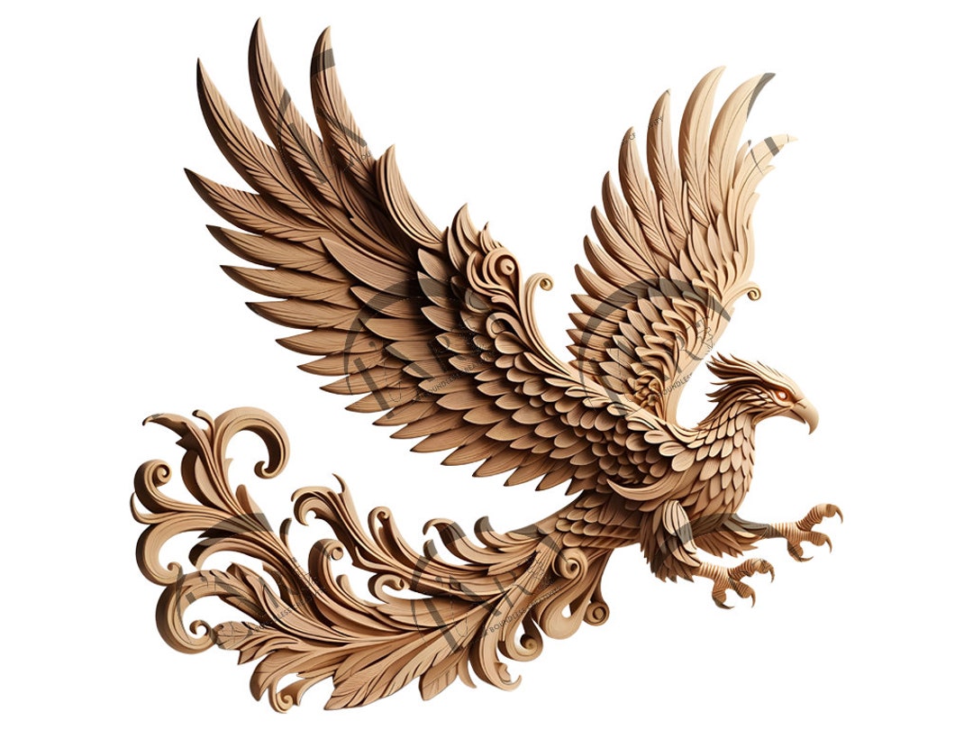 Intricate Phoenix 3D Illusion Laser Engraving Design - Exquisite ...