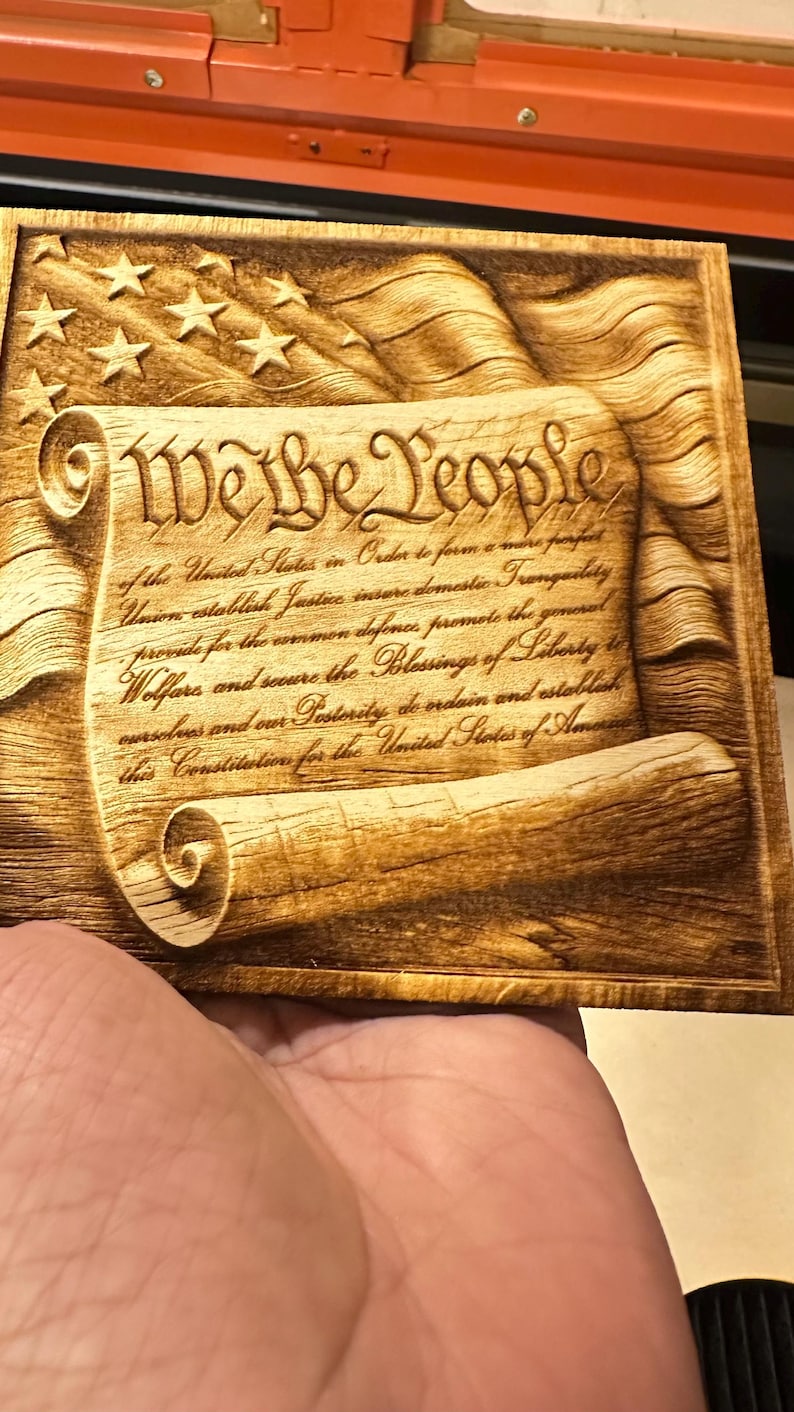 We the People Scroll 3D Illusion Laser Engraving Design | American Patriotic Constitution | July ...