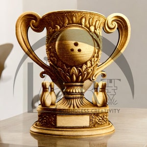 Bowling Trophy 3D Illusion Laser Engraving Design - Detailed Sports Art ...