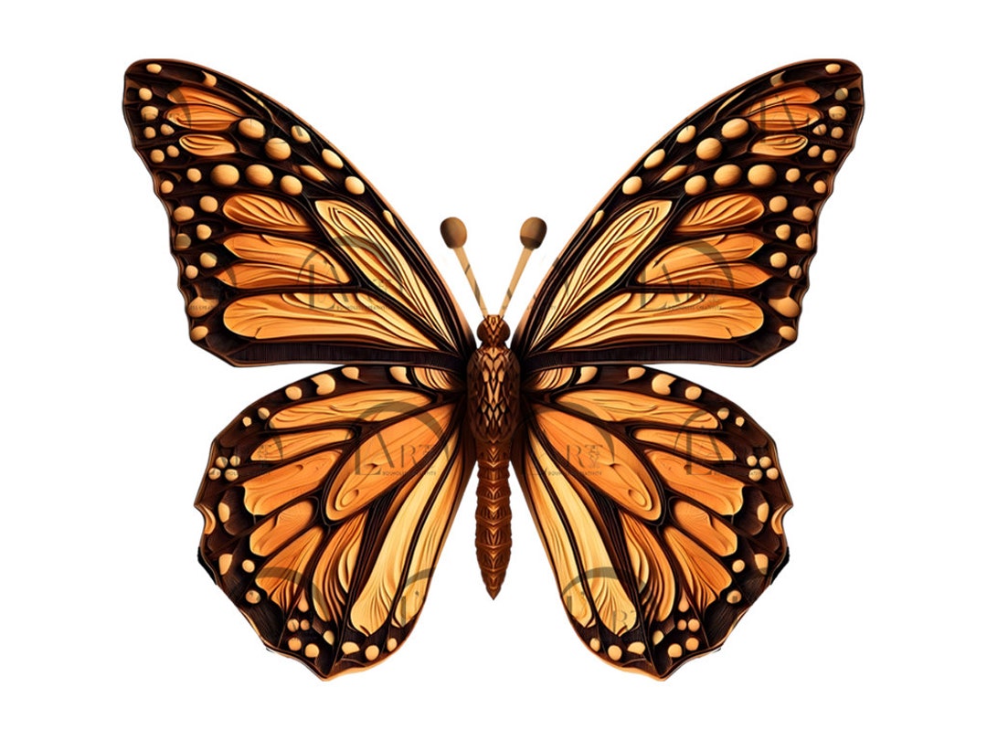 Monarch Butterfly Design - 3D Illusion Laser Engraving File - Beautiful ...