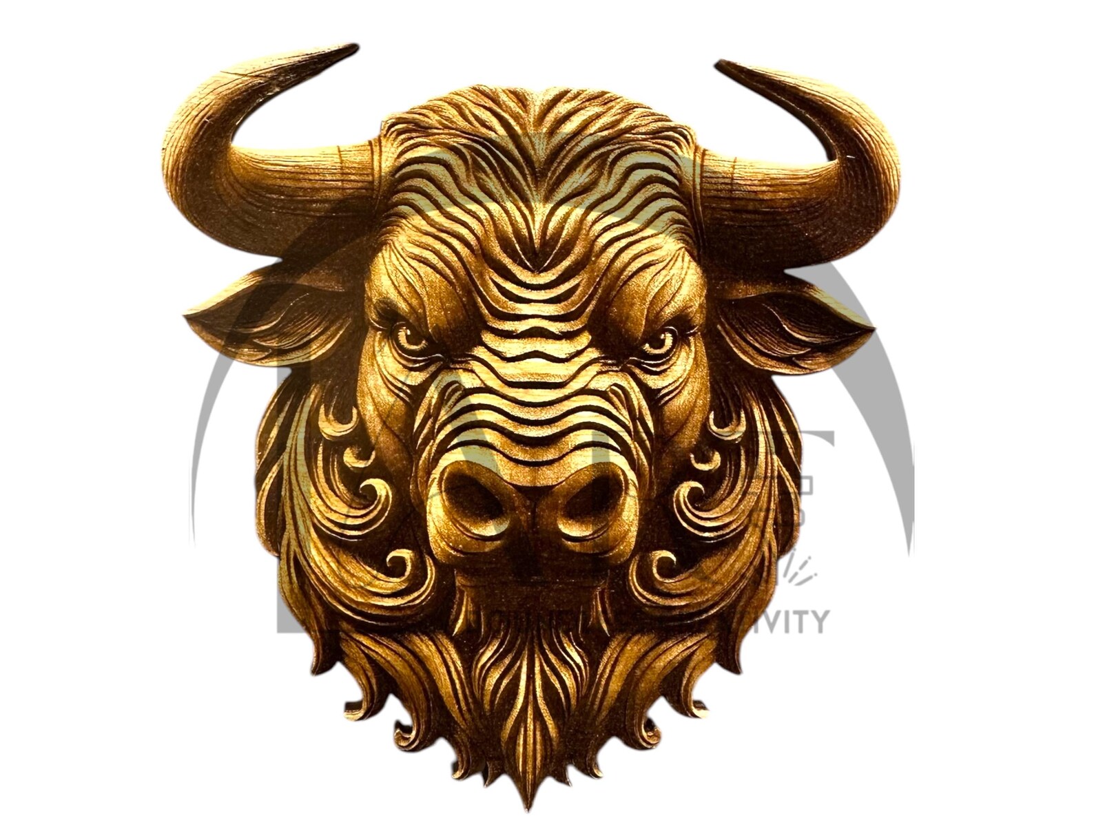 Angry Bull 3D Illusion Laser Engraving Design - Rustic Animal Wildlife ...