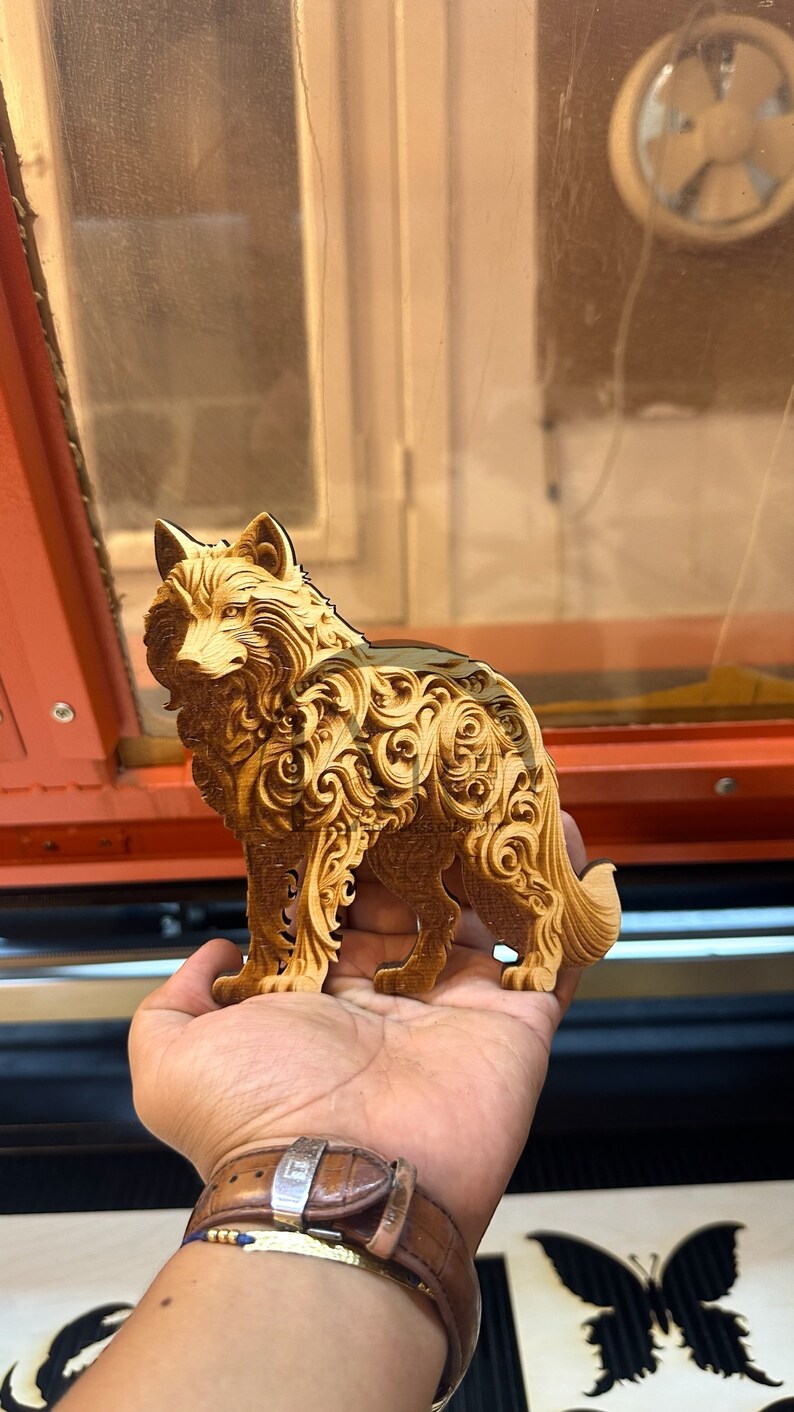 Full-body Wolf 3D Illusion Laser Engraving Design - Exquisite Wildlife ...