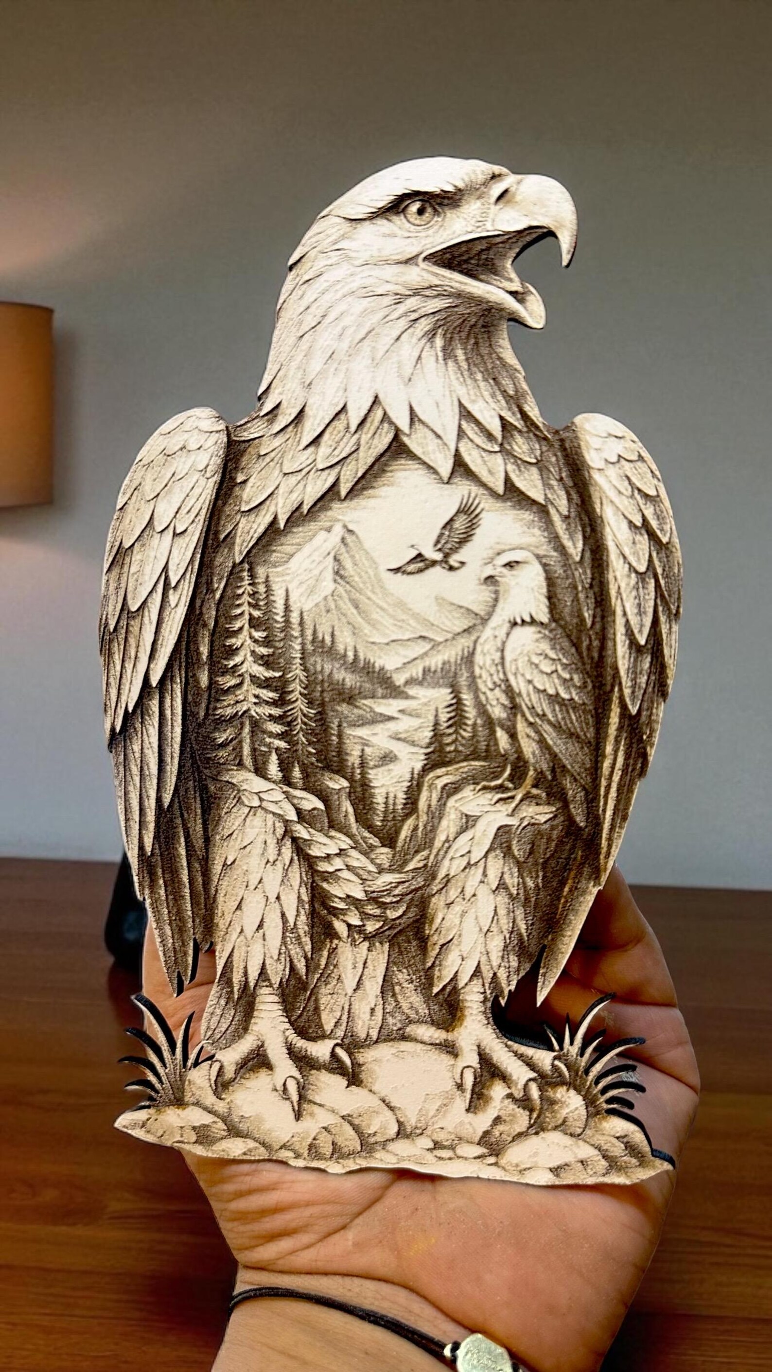 American Bald Eagle 3D Illusion Laser Engraving Design - Patriotic Wild ...