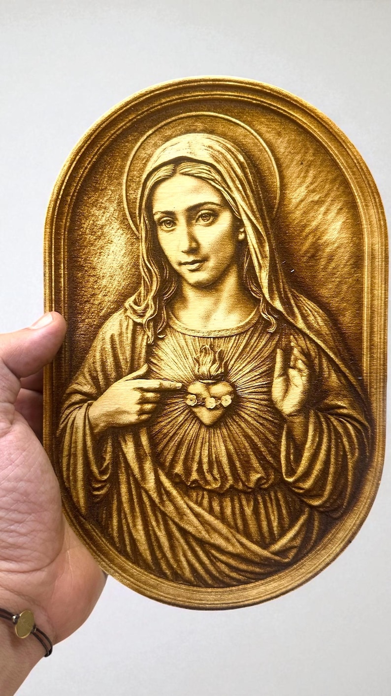 Virgin Mary 3D Illusion Digital Laser Engraving Design, Blessed Mother ...