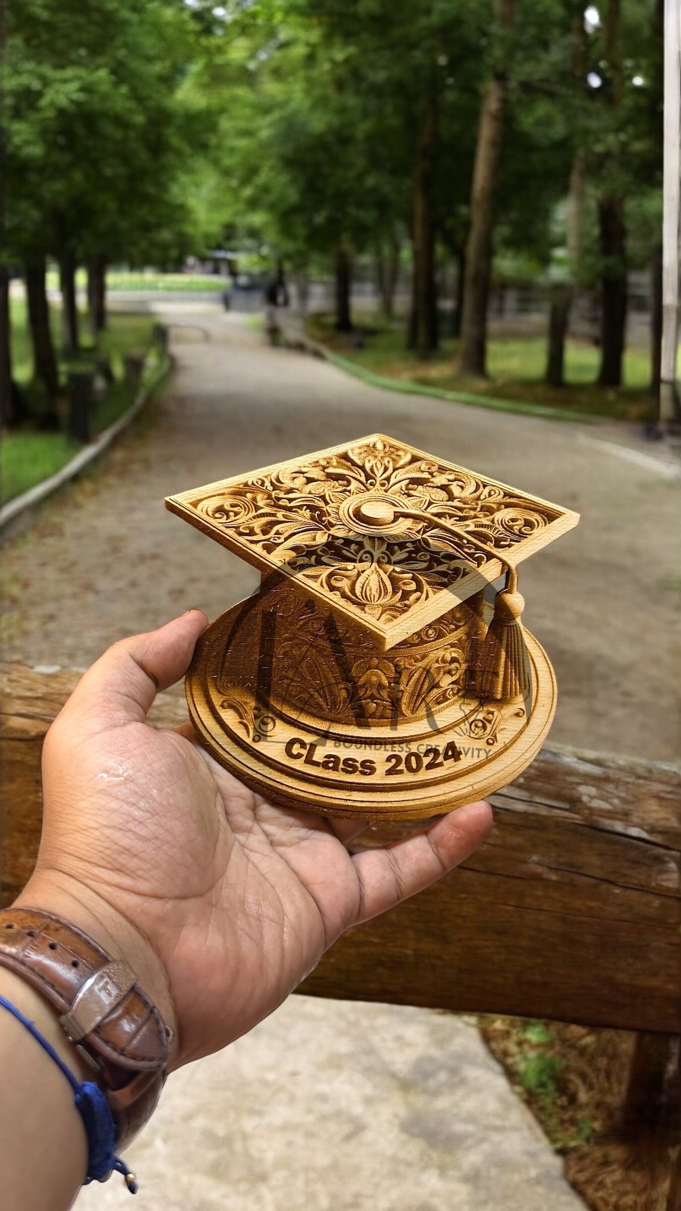 Intricate Graduation Cap Design - 3D Illusion Laser Engraving Design ...