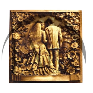 Elegant Bride and Groom Wedding Scene 3D Illusion Laser Engraving ...