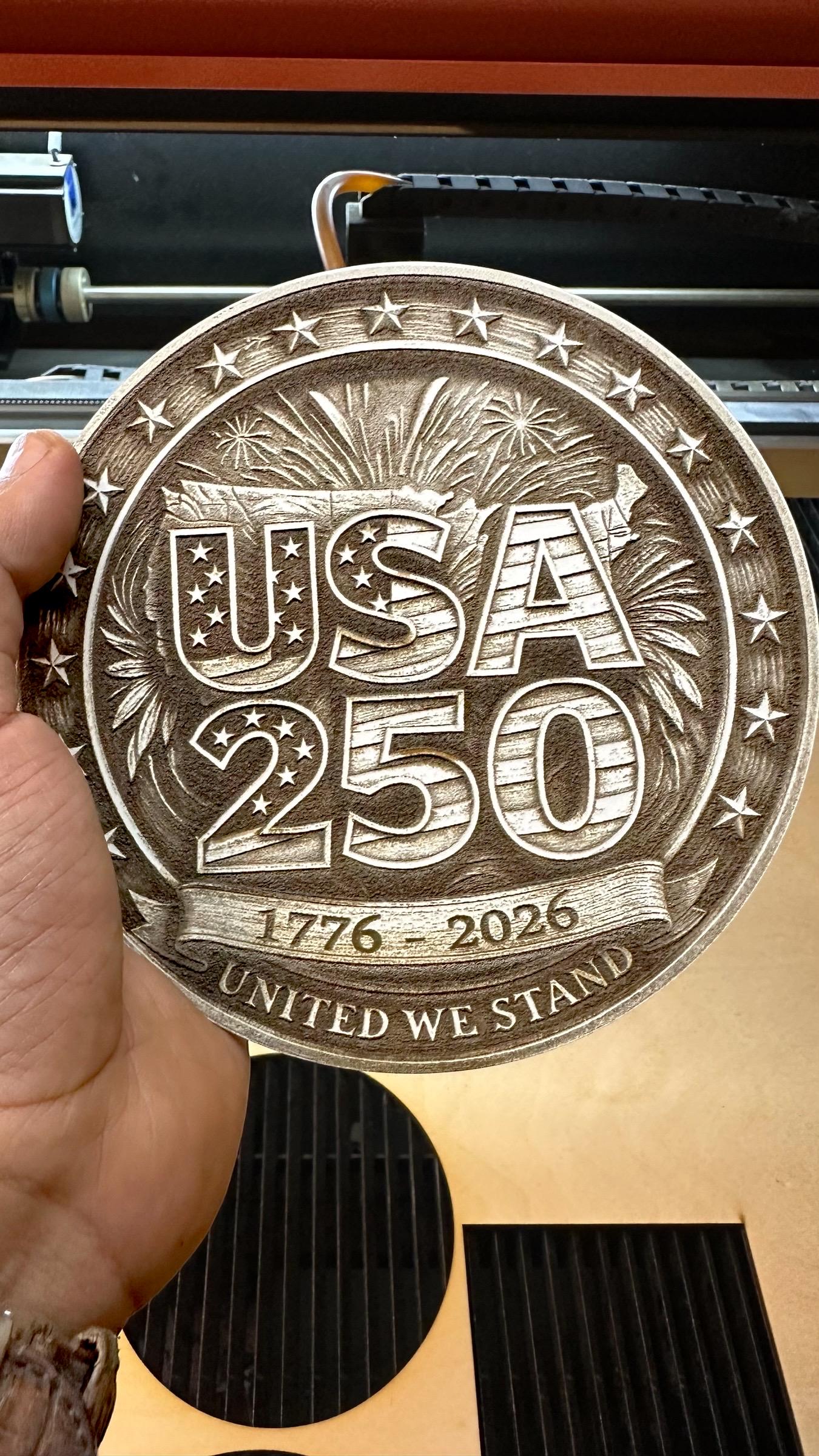 USA 250 Patriotic 3D Illusion Laser Engraving Design | United We Stand ...