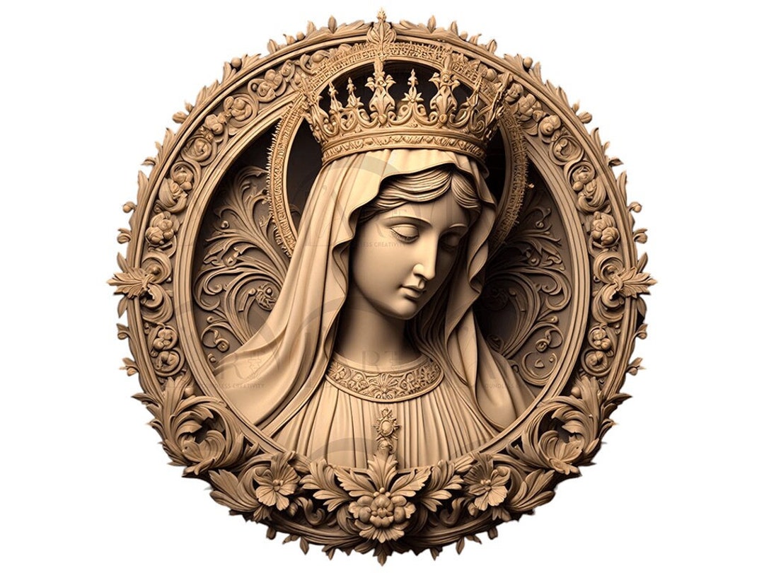 Virgin Mary 3D Illusion Digital Design for Wood Laser Engraving ...