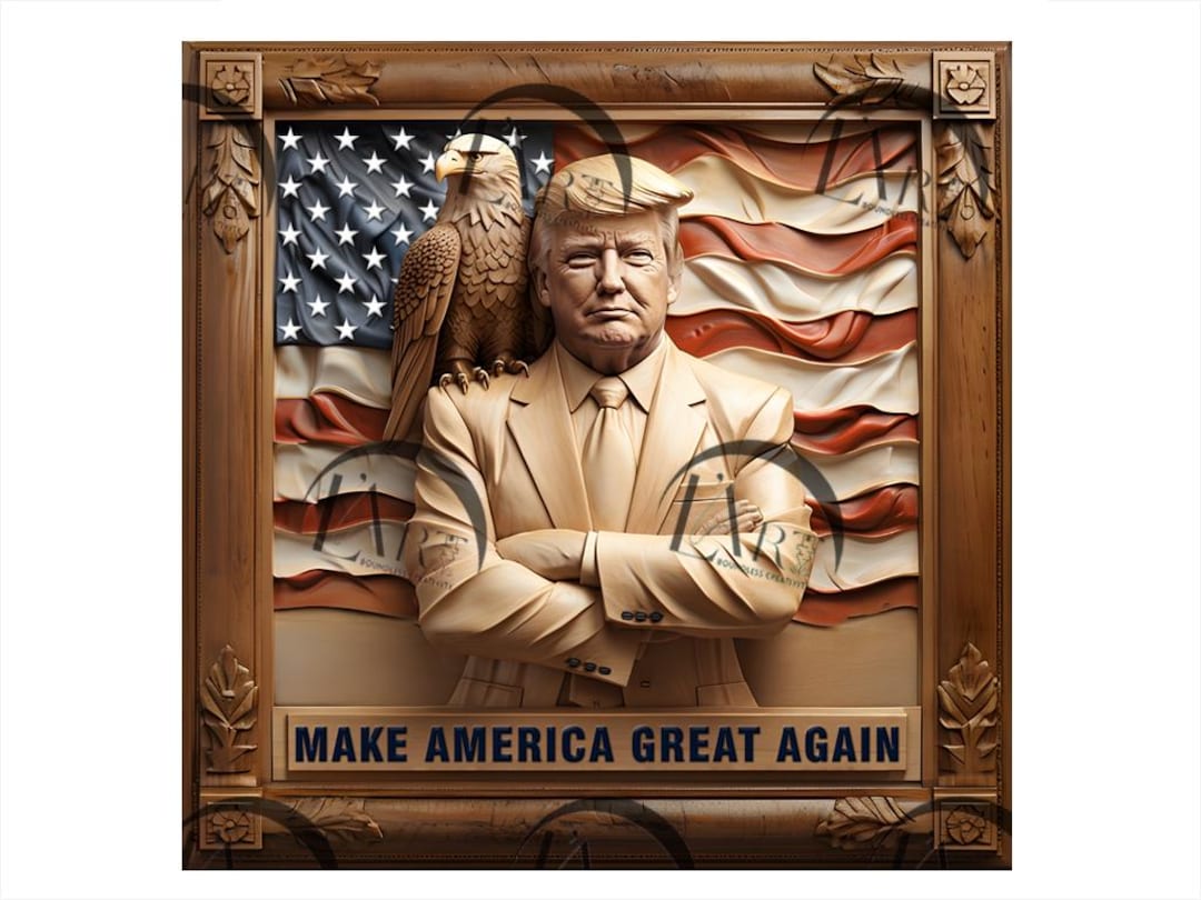 Donald Trump 3D Illusion Laser Engraving Design With Eagle and American ...